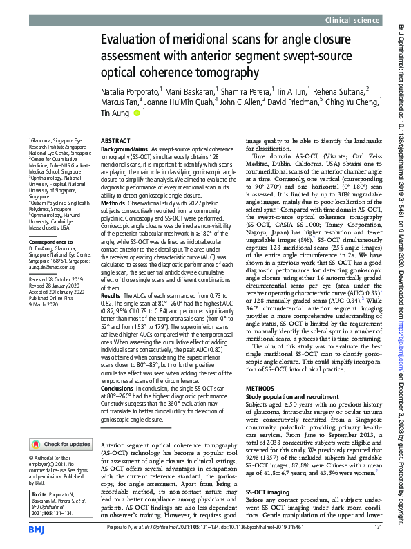 (PDF) Evaluation of meridional scans for angle closure assessment with ...