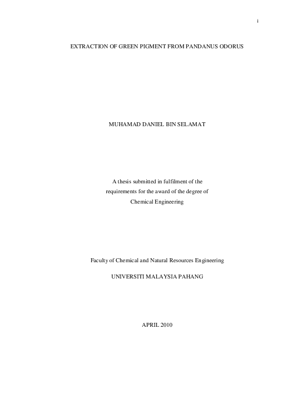 (PDF) Extraction of green pigment from Pandanus Odorus