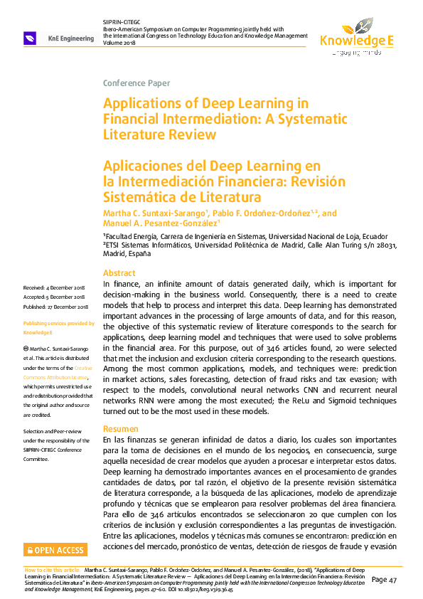(PDF) Applications of Deep Learning in Financial Intermediation: A ...