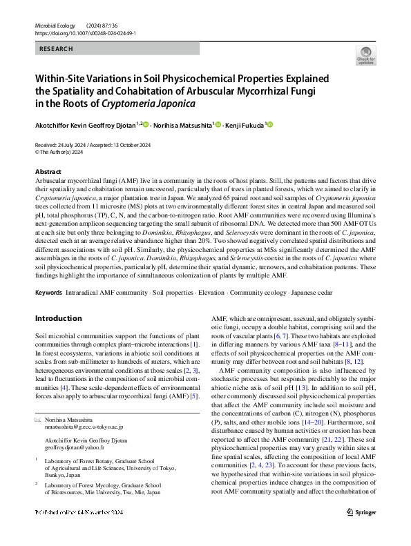 (PDF) Within-Site Variations in Soil Physicochemical Properties Explained the Spatiality and ...