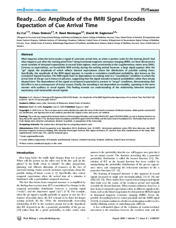 (PDF) Ready…Go: Amplitude of the fMRI Signal Encodes Expectation of Cue ...