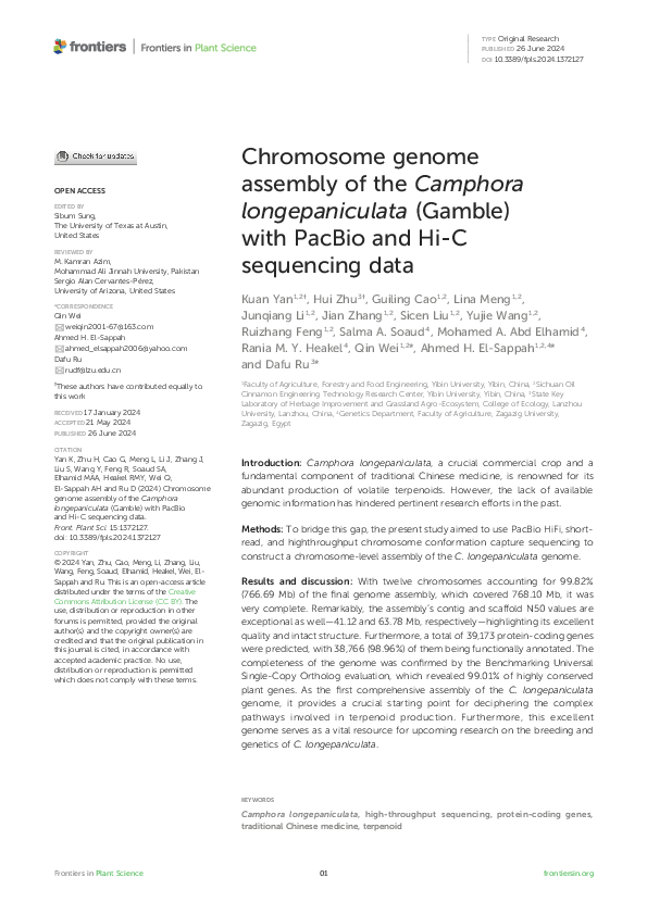 (PDF) Chromosome genome assembly of the Camphora longepaniculata ...