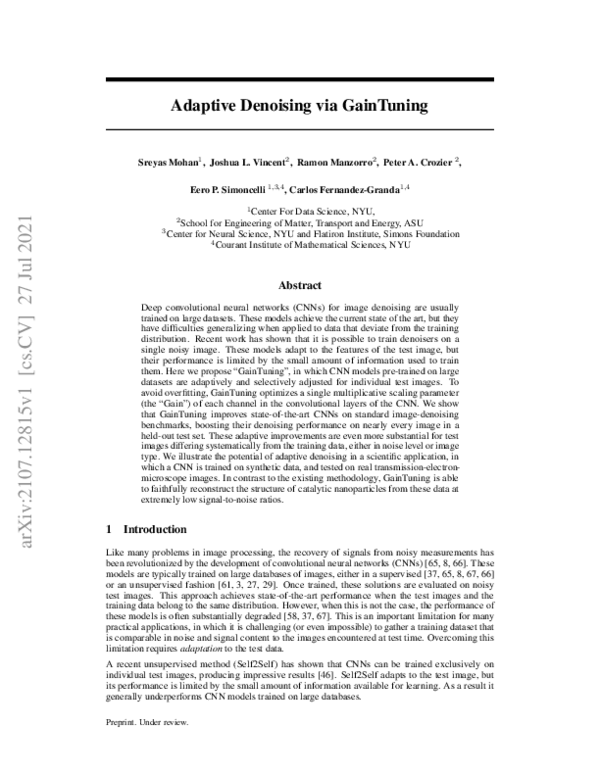 (PDF) Adaptive Denoising via GainTuning