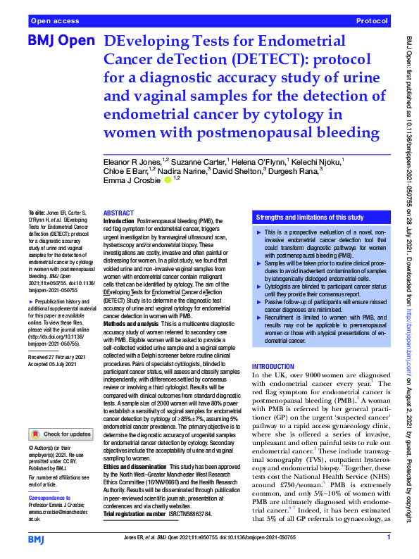 (PDF) DEveloping Tests for Endometrial Cancer deTection (DETECT ...