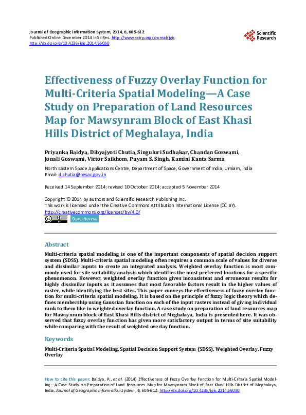 (PDF) Effectiveness of Fuzzy Overlay Function for Multi-Criteria Spatial Modeling—A Case Study ...