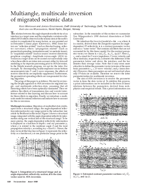 (PDF) Multiangle, multiscale inversion of migrated seismic data