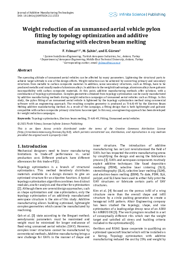 (PDF) Weight reduction of an unmanned aerial vehicle pylon fitting by ...