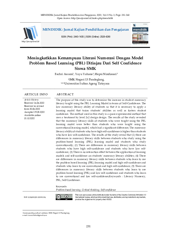 (PDF) Meningkatkkan Kemampuan Literasi Numerasi Dengan Model Problem Based Learning (PBL ...