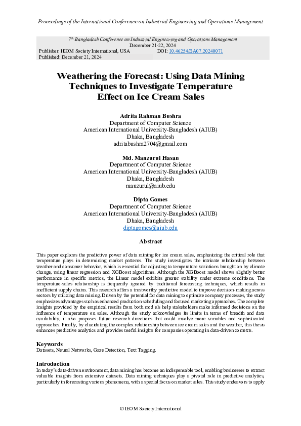 (PDF) Weathering the Forecast: Using Data Mining Techniques to Investigate Temperature Effect on ...