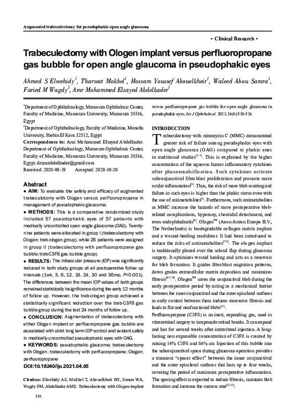 (PDF) Trabeculectomy with Ologen implant versus perfluoropropane gas ...