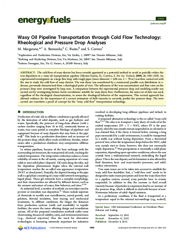 (PDF) Waxy Oil Pipeline Transportation through Cold Flow Technology ...