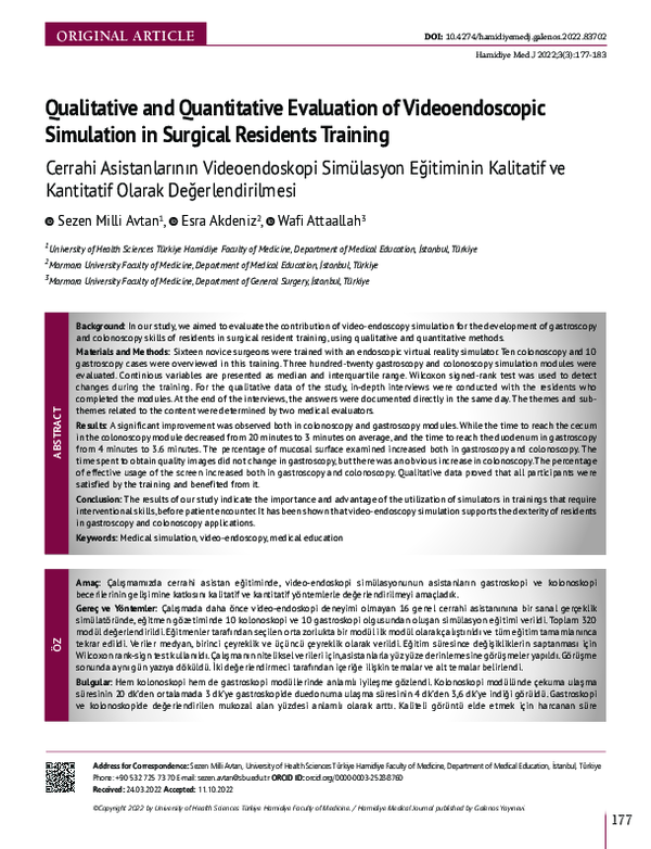 (PDF) Qualitative and Quantitative Evaluation of Videoendoscopic Simulation in Surgical ...