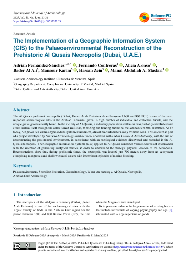 (PDF) The Implementation of a Geographic Information System (GIS) to the Palaeoenvironmental ...