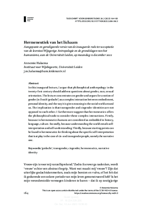 (PDF) Hermeneutiek van het lichaam
