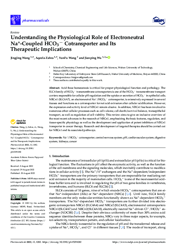 (PDF) Understanding the Physiological Role of Electroneutral Na+ ...