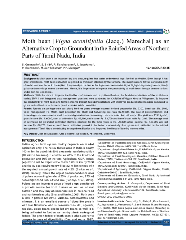(PDF) Moth bean [Vigna aconitifolia (Jacq.) Marechal] as an Alternative ...