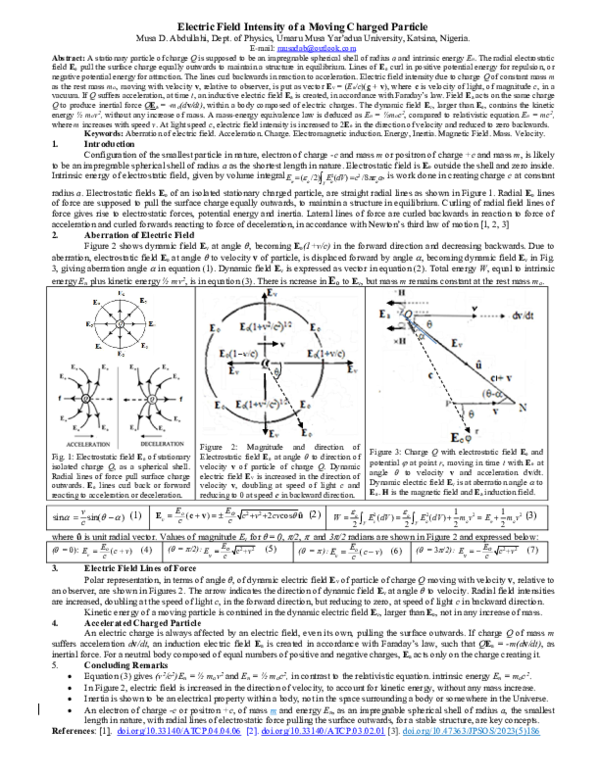 (PDF) Electric Field Intensity of a Moving Charged Particle