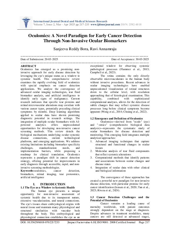 (PDF) Oculomics: A Novel Paradigm for Early Cancer Detection Through ...