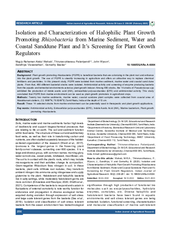 (PDF) Isolation and Characterization of Halophilic Plant Growth ...