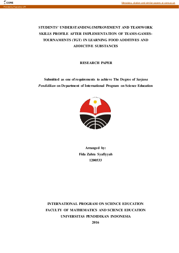 (PDF) Students’ Understanding Improvement and Teamwork Skills Profile After Implementation of ...