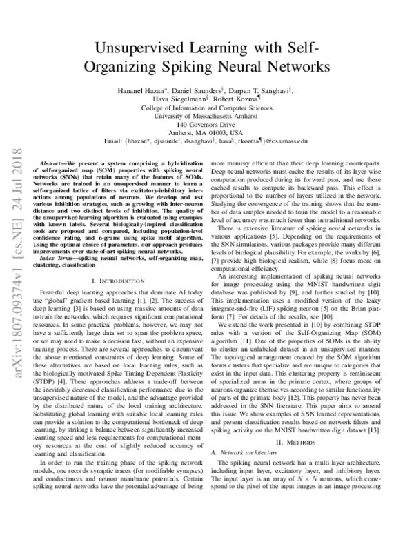 (PDF) Unsupervised Learning with Self-Organizing Spiking Neural Networks