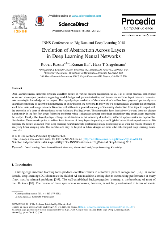 (PDF) Evolution of Abstraction Across Layers in Deep Learning Neural Networks