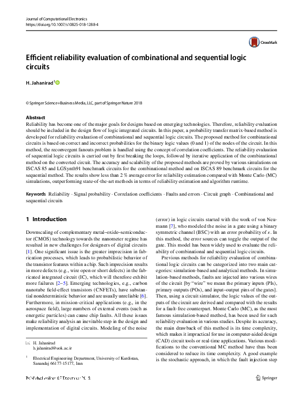 Pdf Efficient Reliability Evaluation Of Combinational And Sequential Logic Circuits