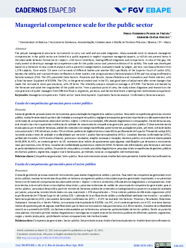 (PDF) Managerial competence scale for the public sector