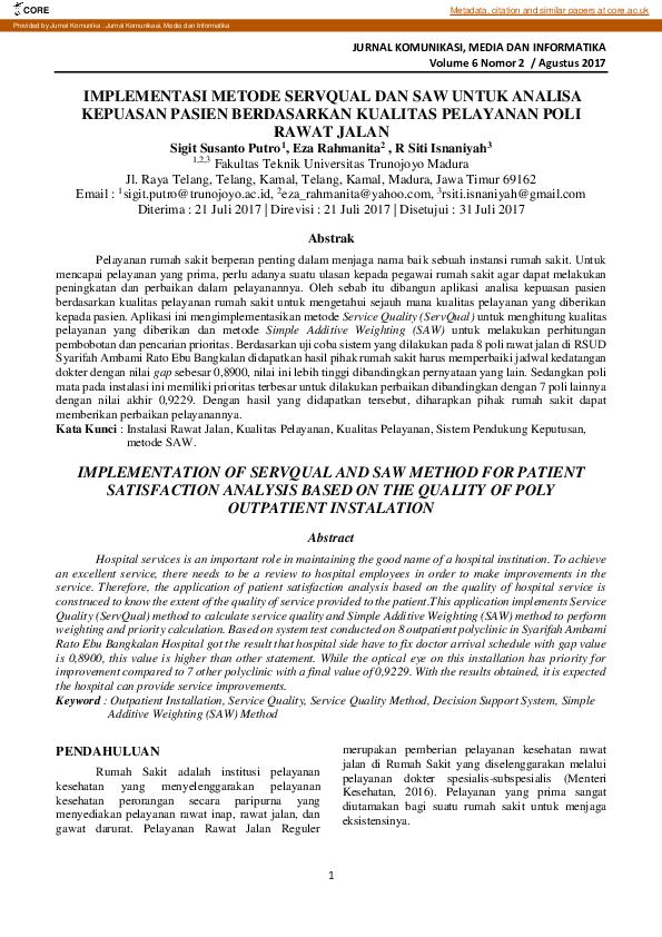 (PDF) Implementasi Metode Servqual Dan Saw Untuk Analisa Kepuasan ...