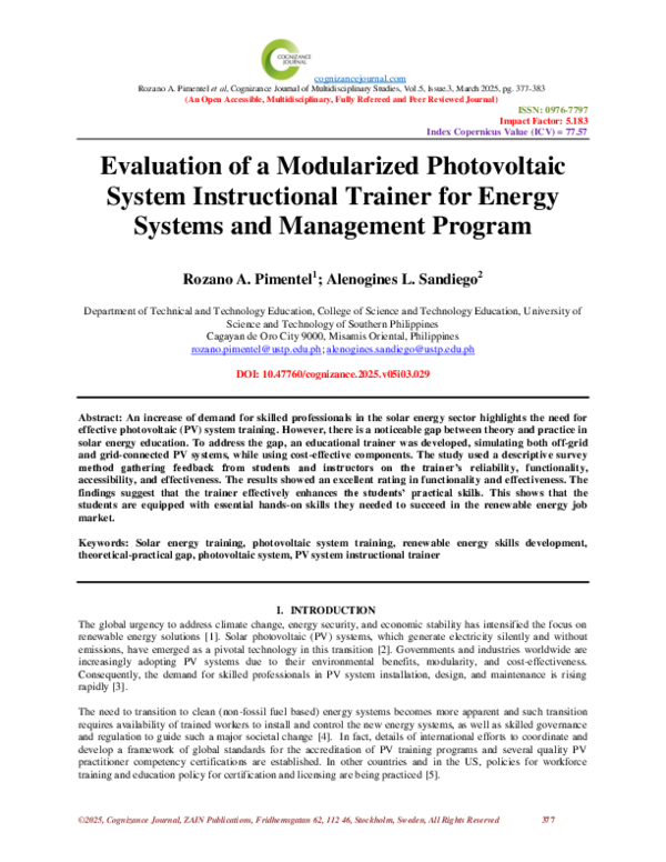 (PDF) Evaluation of a Modularized Photovoltaic System Instructional ...