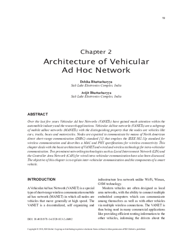 (PDF) Architecture of Vehicular Ad Hoc Network