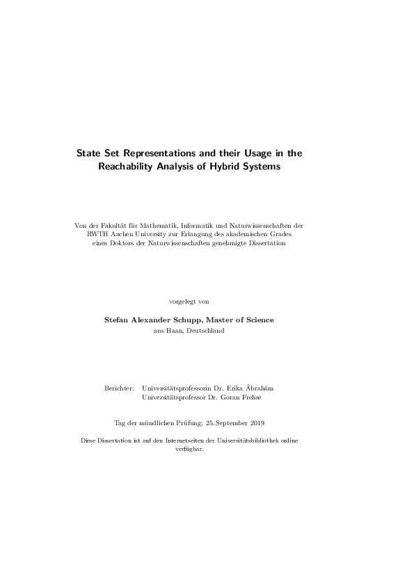 (PDF) State set representations and their usage in the reachability analysis of hybrid systems