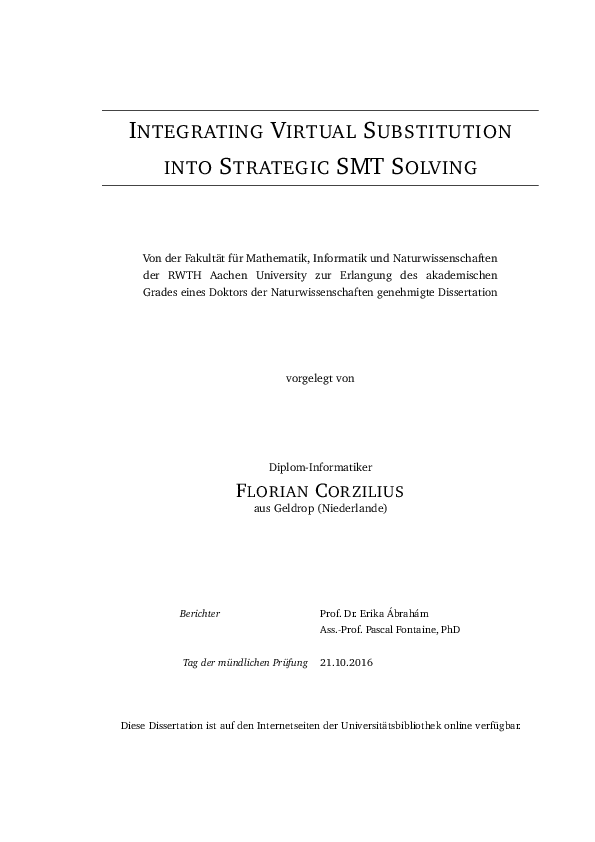 (PDF) Integrating virtual substitution into strategic SMT solving