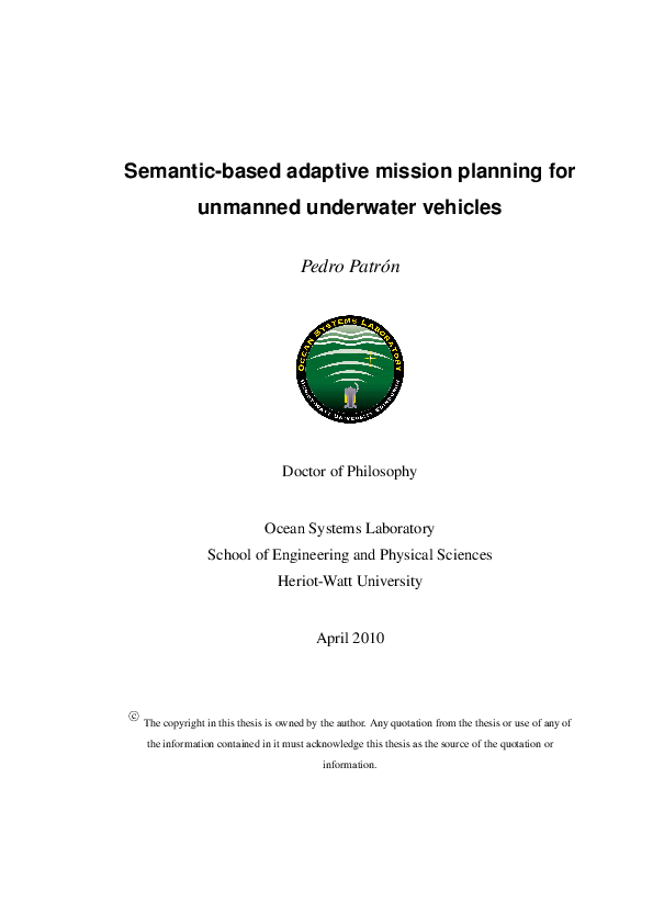 (PDF) Semantic-based adaptive mission planning for unmanned underwater ...