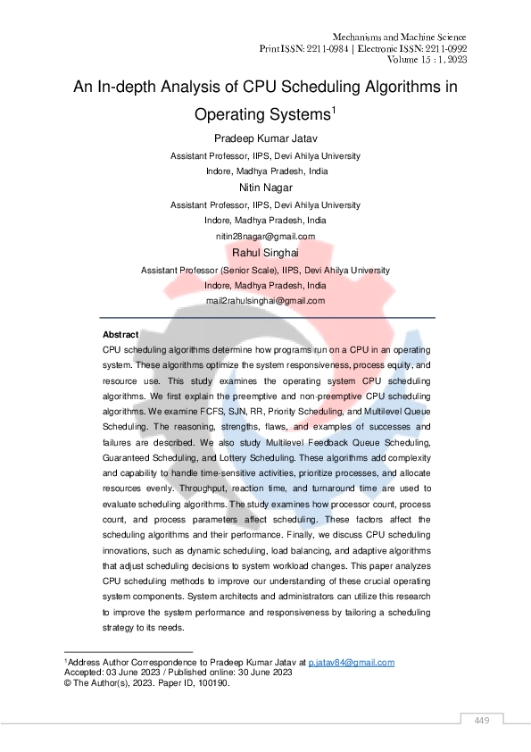 (PDF) An In-depth Analysis of CPU Scheduling Algorithms in Operating Systems