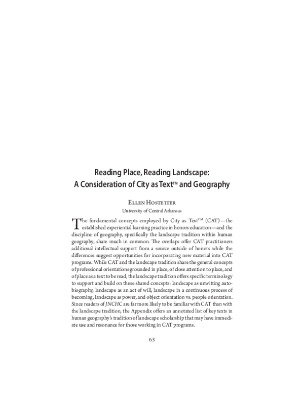 (PDF) Reading Place, Reading Landscape:A Consideration of City as Text ...