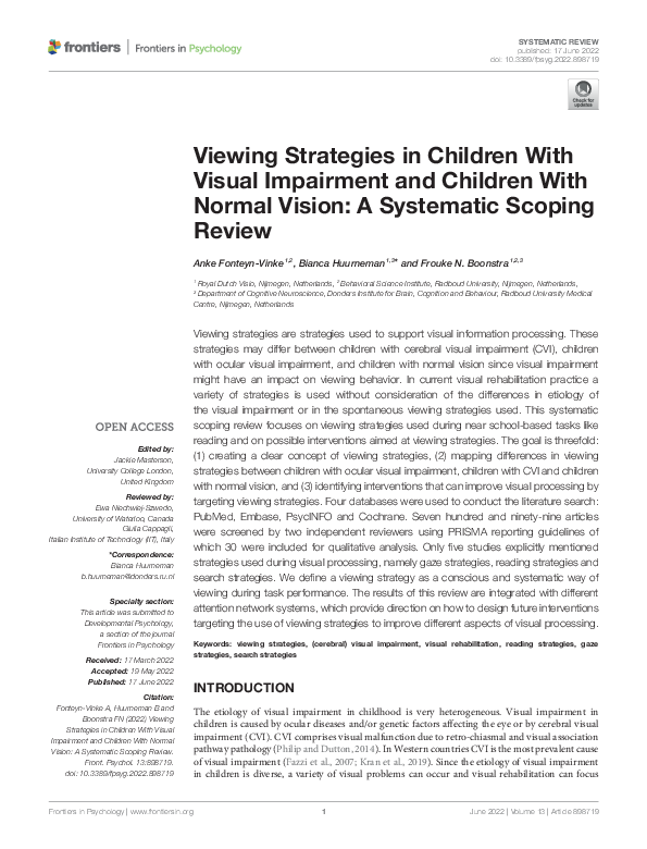 (PDF) Viewing Strategies in Children With Visual Impairment and ...