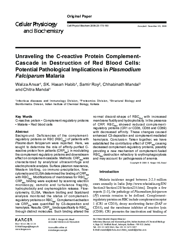 (PDF) Unraveling the C-reactive Protein Complement-Cascade in ...