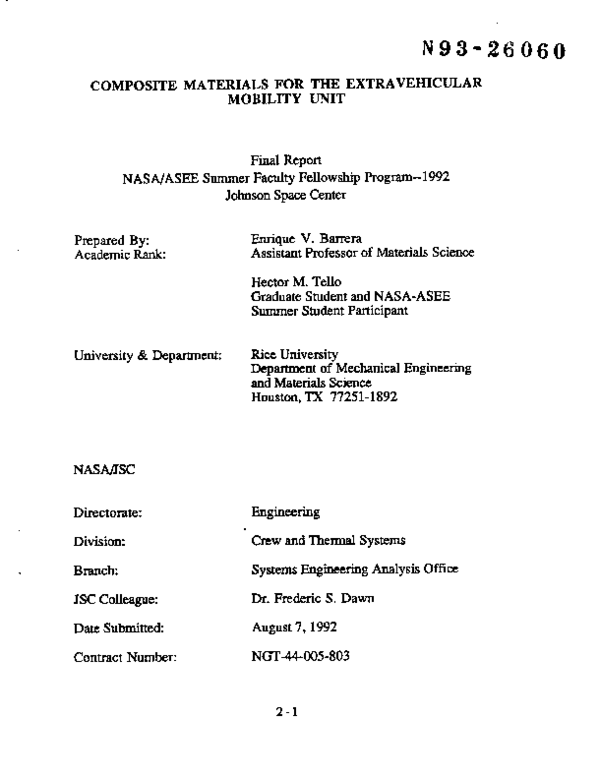 (PDF) Composite materials for the extravehicular mobility unit
