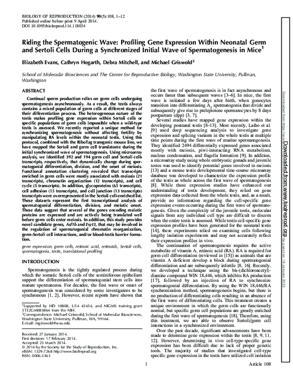 (PDF) Riding the Spermatogenic Wave: Profiling Gene Expression Within ...
