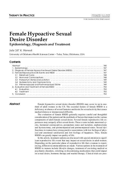(PDF) Female Hypoactive Sexual Desire Disorder
