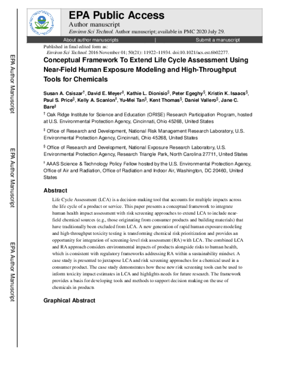 (PDF) A conceptual framework to extend life cycle assessment using near ...
