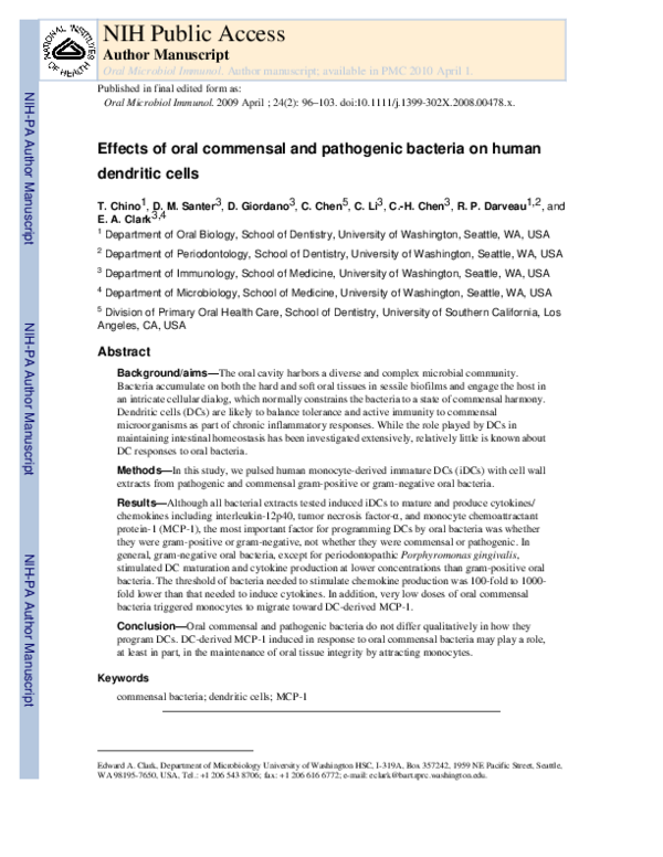 (PDF) Effects of oral commensal and pathogenic bacteria on human ...