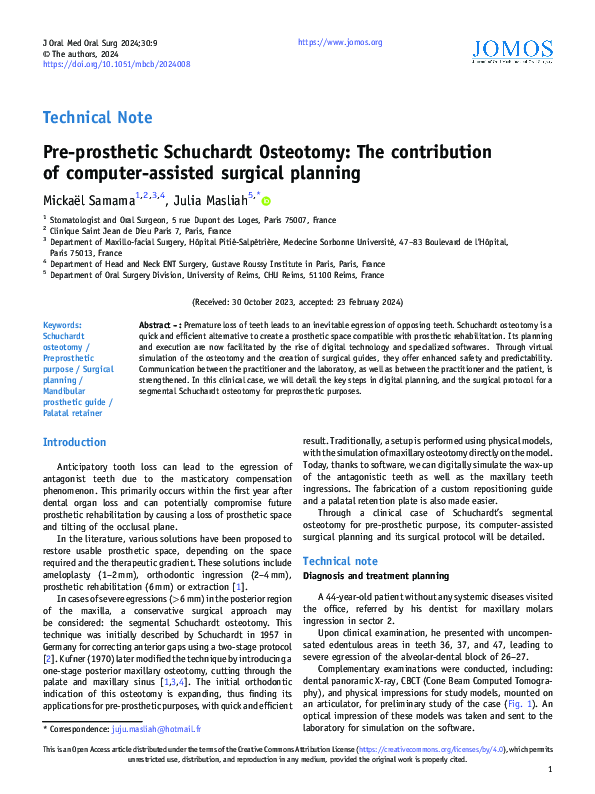(PDF) Pre-prosthetic Schuchardt Osteotomy: The contribution of computer ...