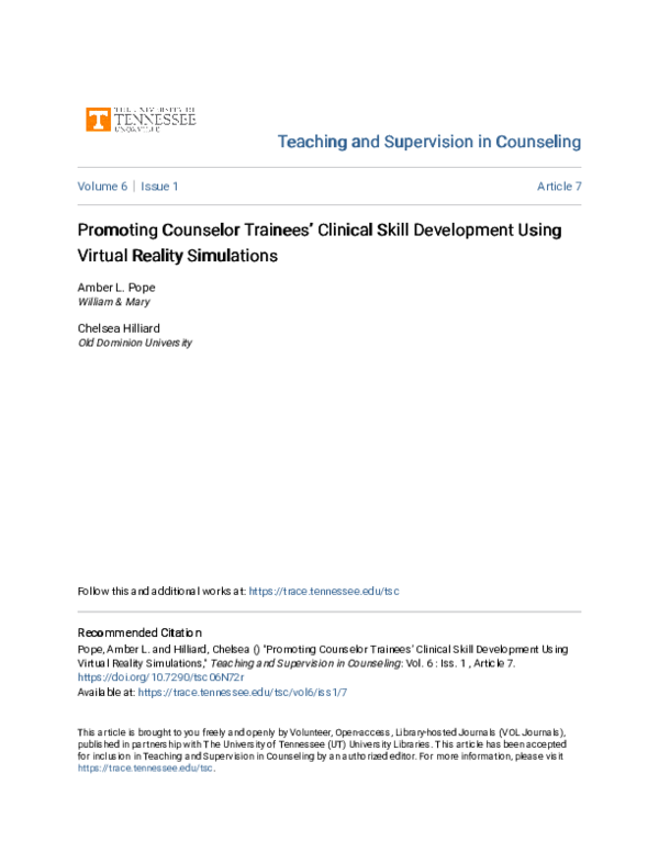 (PDF) Promoting Counselor Trainees’ Clinical Skill Development Using ...