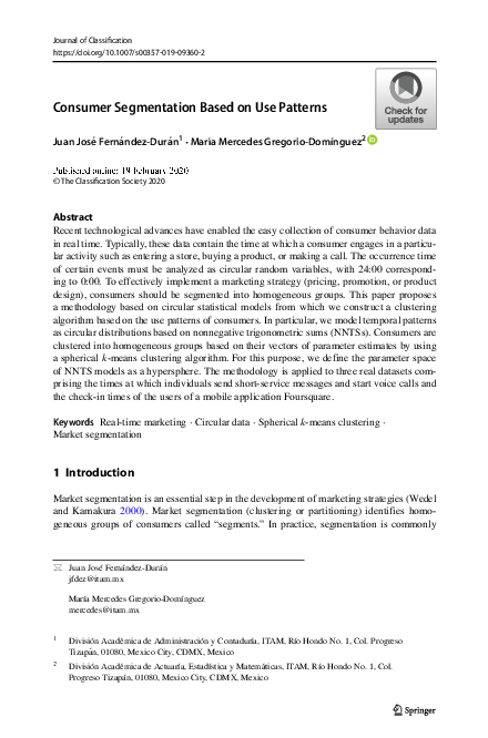 (PDF) Consumer Segmentation Based on Use Patterns