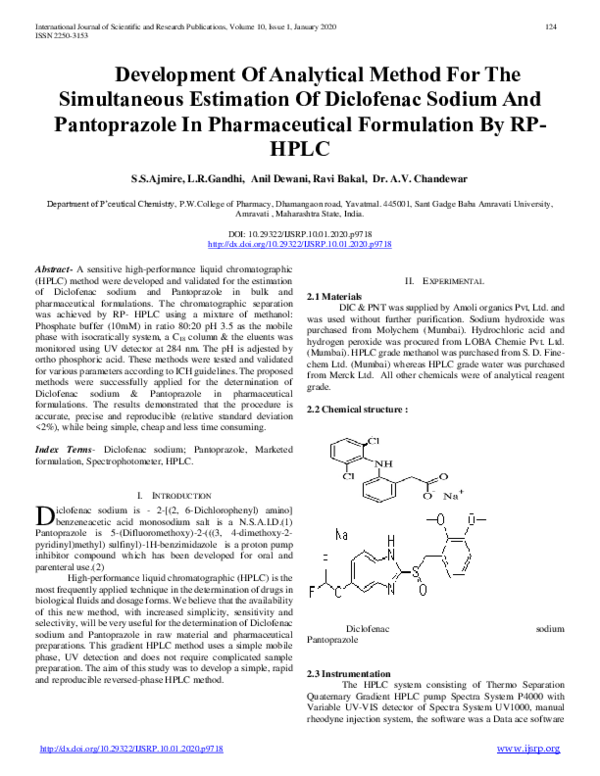 (PDF) Development Of Analytical Method For The Simultaneous Estimation Of Diclofenac Sodium And ...