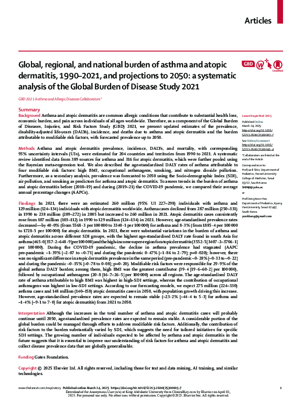 (PDF) Global, regional, and national burden of asthma and atopic ...