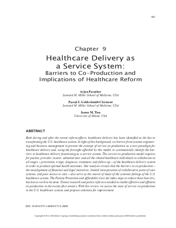 (PDF) Healthcare Delivery as a Service System