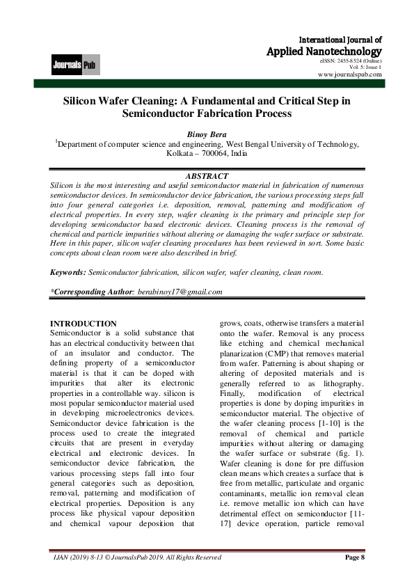 (PDF) Silicon Wafer Cleaning: A Fundamental and Critical Step in ...